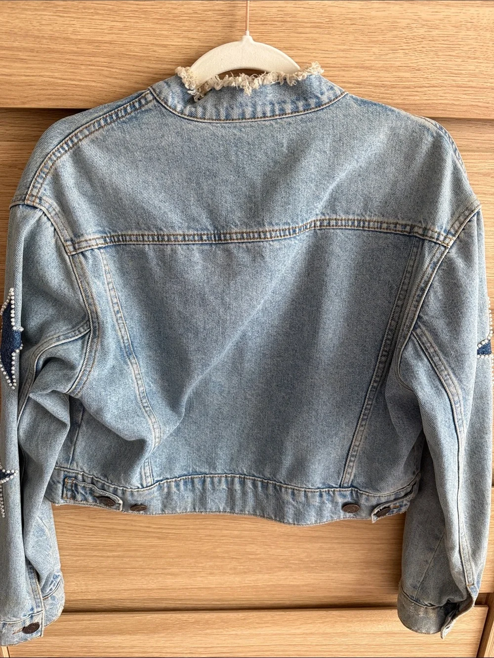Sandro | Jackets & Coats | Sandro Light Blue Distressed Denim Jacket ...